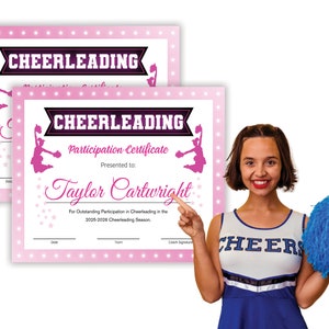 Editable Cheerleader Certificates Bundle, Cheer Team Gifts Purple and ...