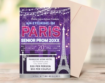 A Night in Paris School Dance Invitation - Etsy