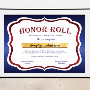 Editable Honor Roll Template Bundle Set of 2, DIY Honor Student Award ...