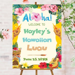 Luau Party Welcome Sign Template, Hawaiian Theme Party Sign, Luau Party ...
