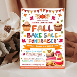 Fall Bake Sale Flyer Template, Festival Fall Harvest for Church School ...