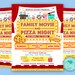 Editable Pizza and Movie Night Flyer Template, Cinema Movie Invitation ...