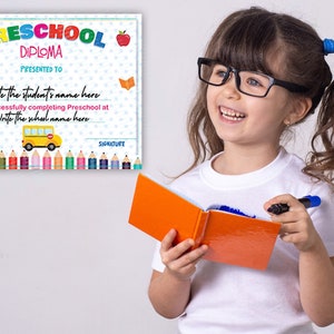 Printable PDF Preschool Certificate Template, Preschool Diploma ...