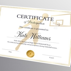 Editable Basketball Certificate Template Bundle for Boys and Girls ...
