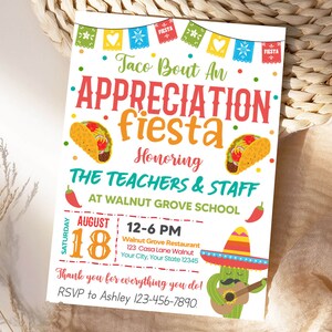 Editable Taco Bout an Appreciation Invitation, Fiesta Appreciate Party ...
