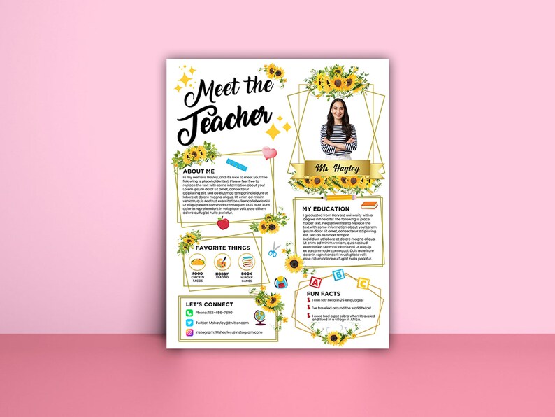 Editable Meet the Teacher Template Sunflowers BUNDLE Meet the - Etsy ...