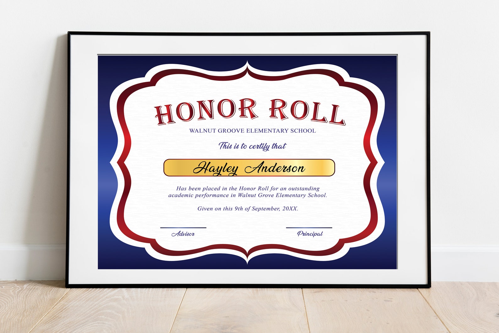 School Award Certificate Template DIY Honor Roll Award Red - Etsy