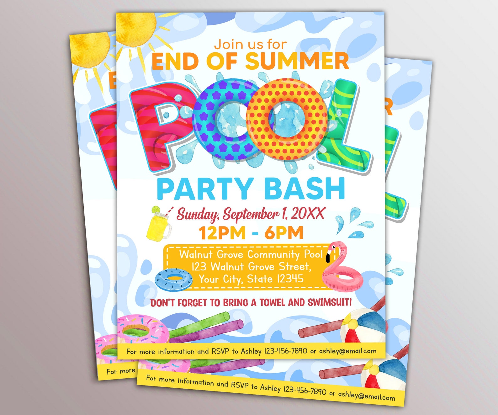 EDITABLE End of Summer Pool Party Invitation Back to School - Etsy