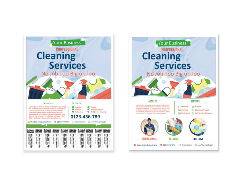 EDITABLE Cleaning Services Flyers Template Printable | Etsy