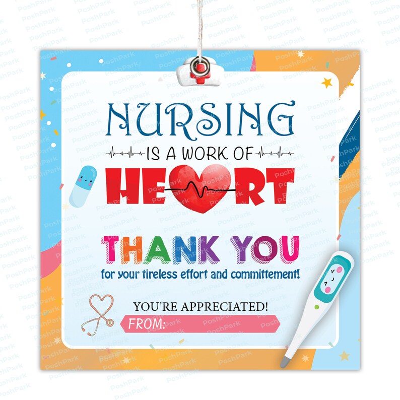 Printable PDF Thank You Nurse Tag Nurse Appreciation Gift - Etsy