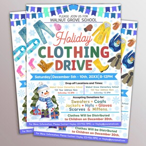 Editable Winter Clothing Drive Flyer, Printable PTA PTO, Cold Weather ...
