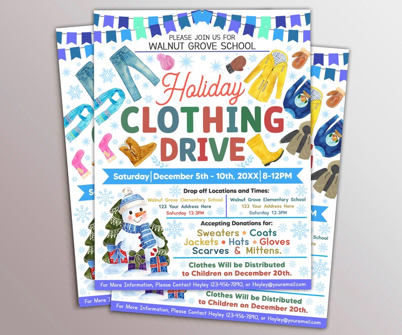 Editable Winter Clothing Drive Flyer, Printable PTA PTO, Cold Weather ...