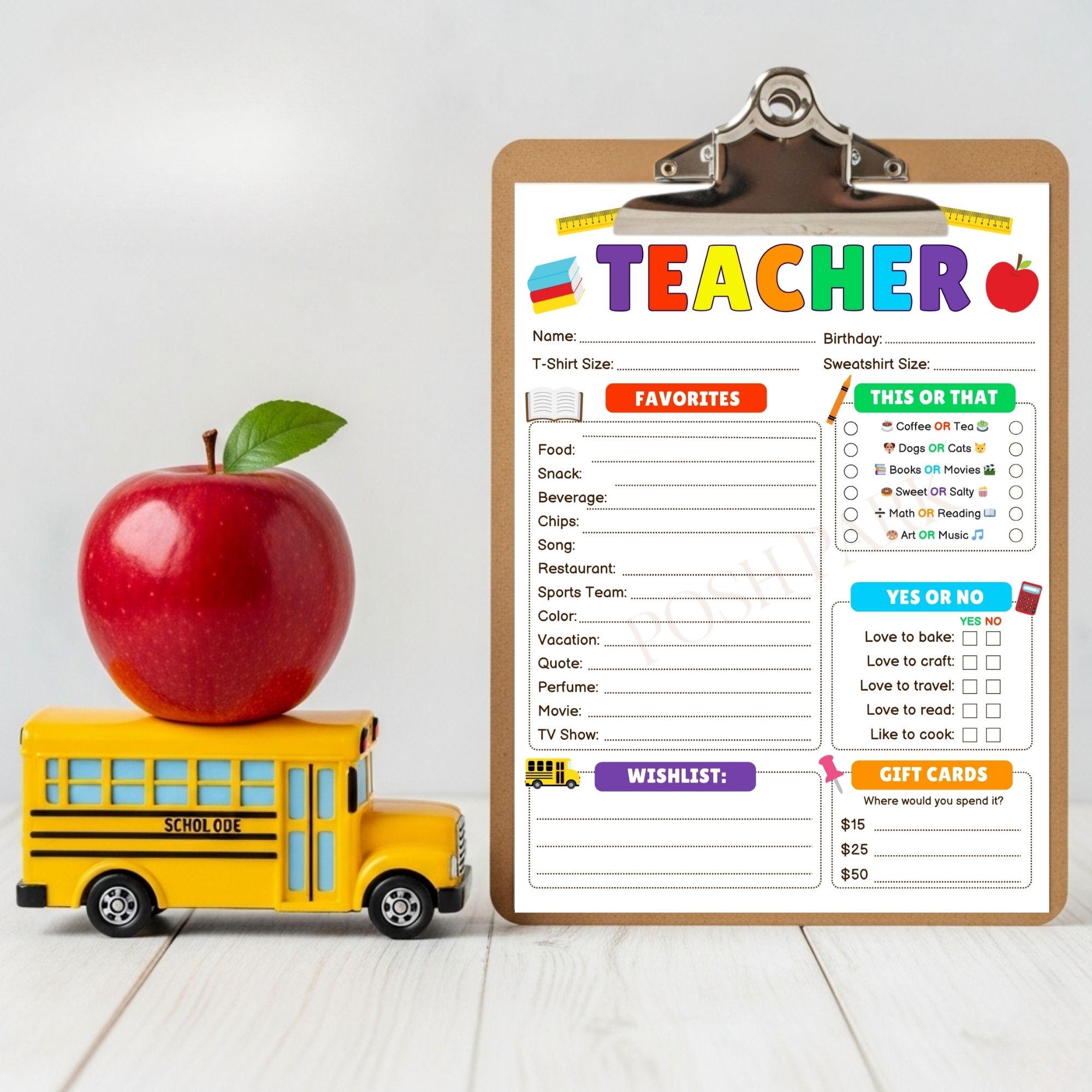 All About My Teacher Editable | Printable Teacher Favorite Things ...