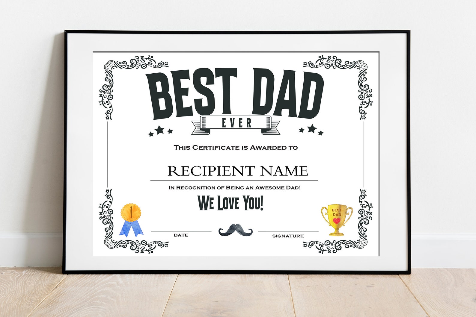Best Dad Ever Certificate Award, Father Certificate, World's Best Dad ...