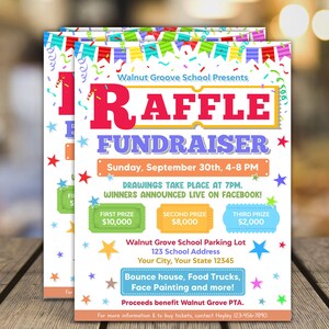 Editable Raffle Fundraiser Flyer, School Pto Pta Church Fundraiser ...