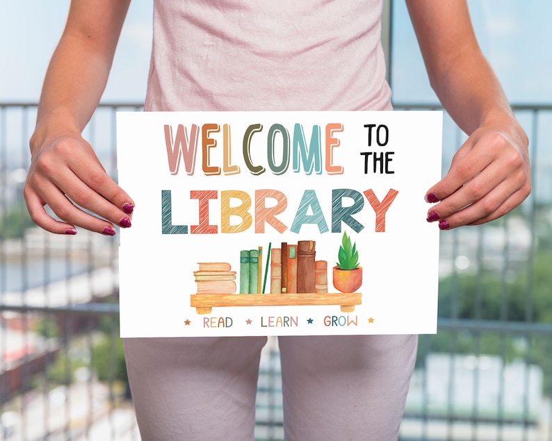 Printable Welcome Library School Sign PDF Classroom Decor - Etsy