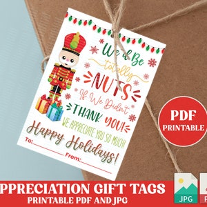 Printable Christmas Nut Gift Tags, PDF Christmas Nuts Favor Tags, Staff ...