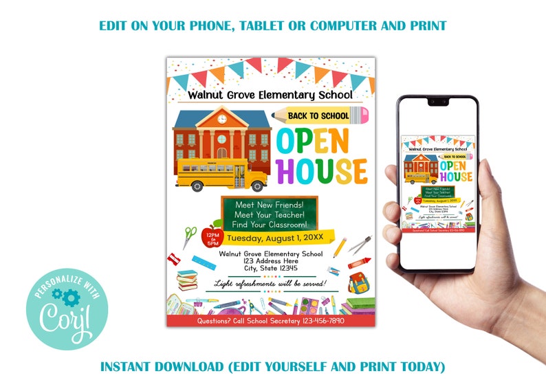 EDITABLE School Open House Flyer Template Printable Back to - Etsy