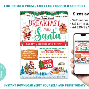 Editable Breakfast With Santa Flyer Template, Meet Santa Flyer ...