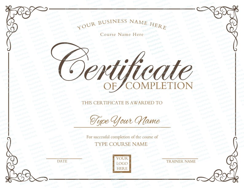 Editable Certificate of Completion Template Bundle Multi | Etsy