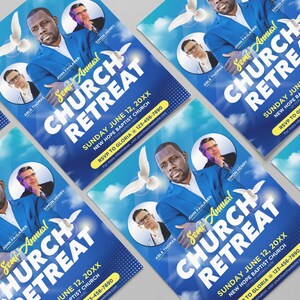 DIY Church Flyer Template, Blue Church Flyer EDITABLE - Etsy