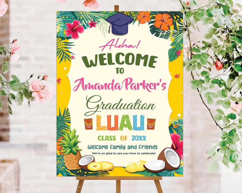 Editable Luau Graduation Welcome Sign 2022 Template Tropical - Etsy