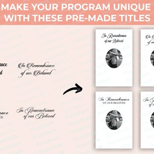 Sets of 4 in Remembrance of Our Beloved Funeral Program Word Art Titles ...