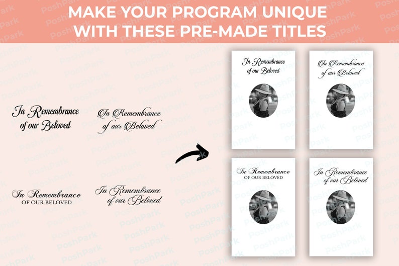 Sets of 4 in Remembrance of Our Beloved Funeral Program Word Art Titles ...