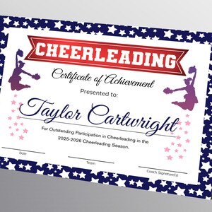 Editable Cheer Certificates, Cheerleader Certificate Red and Blue Set ...