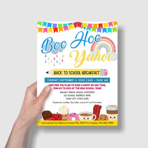EDITABLE Boo Hoo Yahoo Back to School Breakfast Flyer, Back to School ...