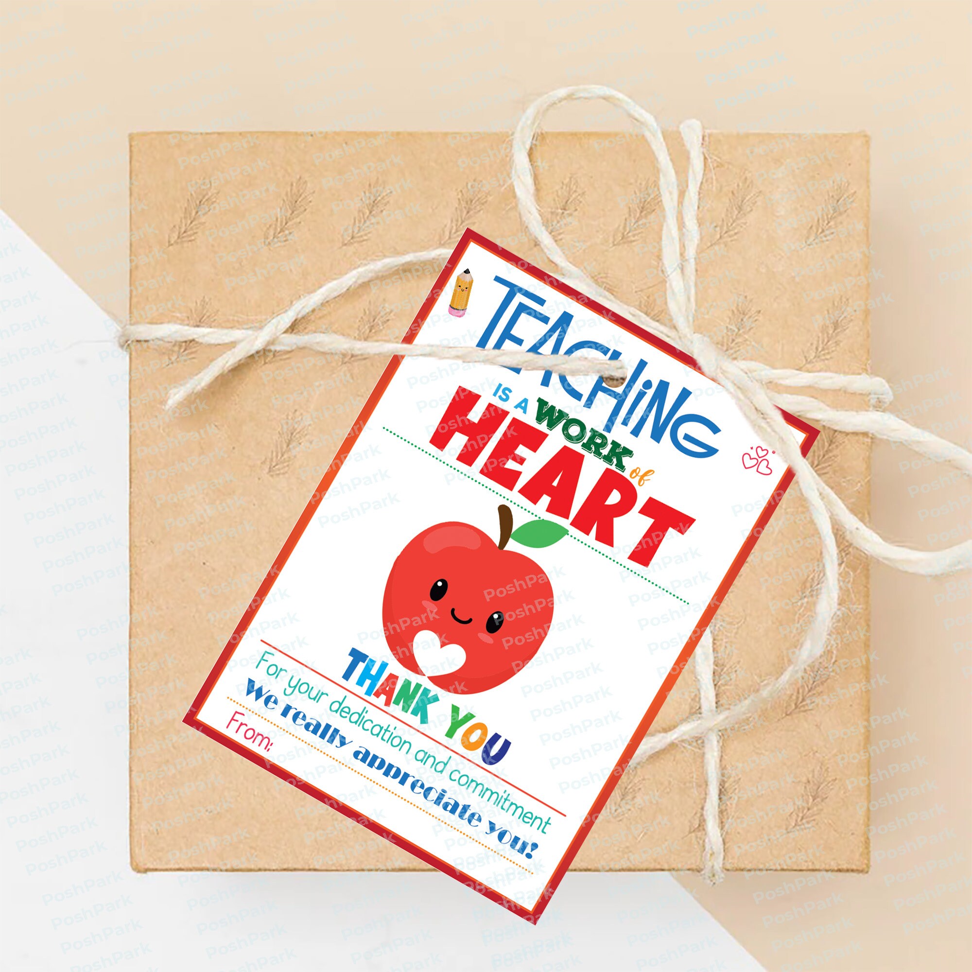 Printable PDF Teaching is a Work of Heart Tag Cute Teacher - Etsy