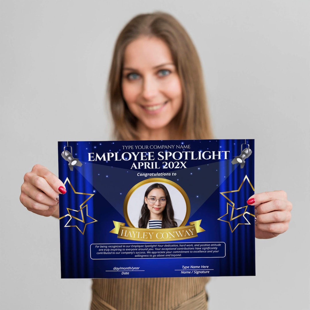 Editable Employee Spotlight Certificate, Star Employee of the Month ...