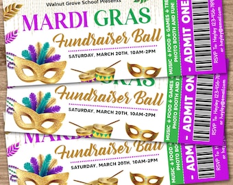 Mardi Gras Ticket Template - Etsy