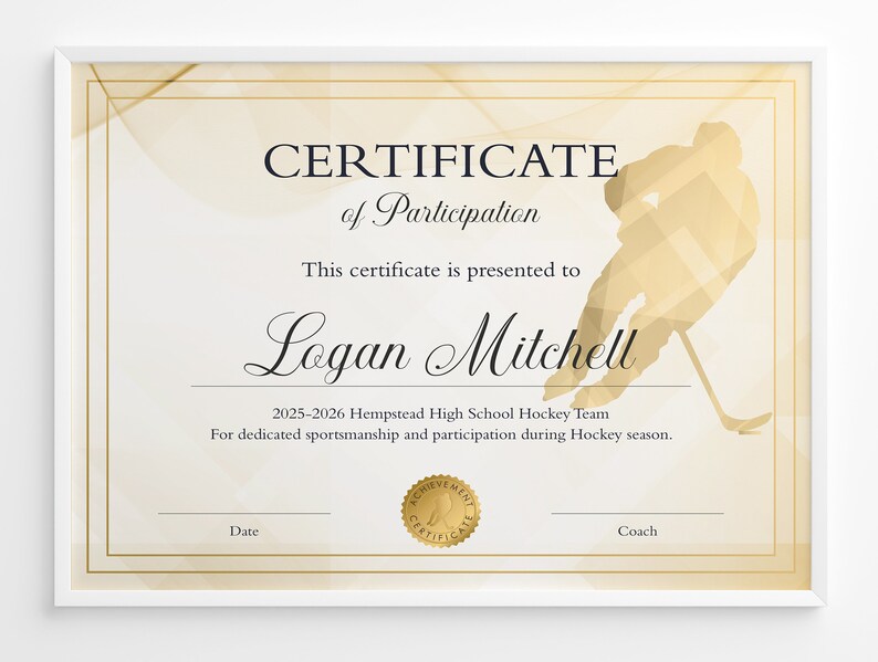 Editable Hockey Certificates Printable Hockey Award | Etsy