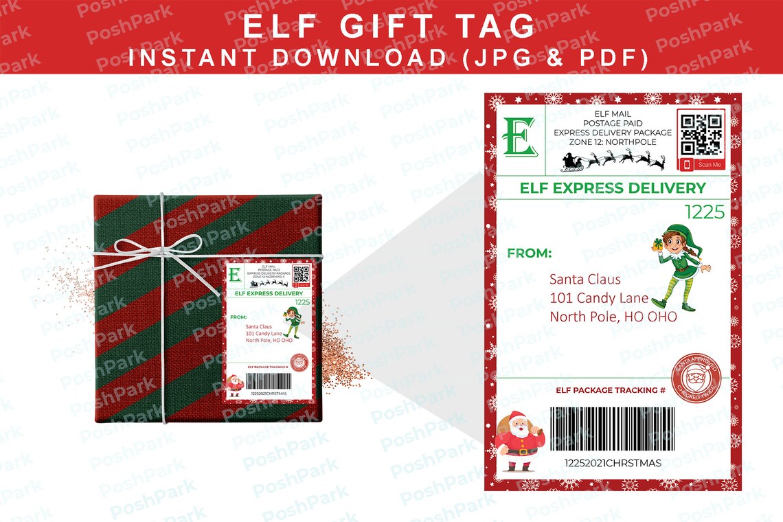 Printable Elf Gift Tags Christmas Present Tags for Children | Etsy