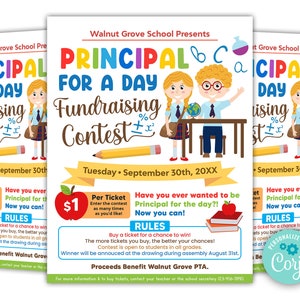 Editable Principal for A Day Fundraising Contest Flyer, School Event ...