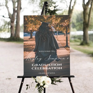 Elegant Graduation Welcome Sign With Photo, Grad Welcome Party Poster ...