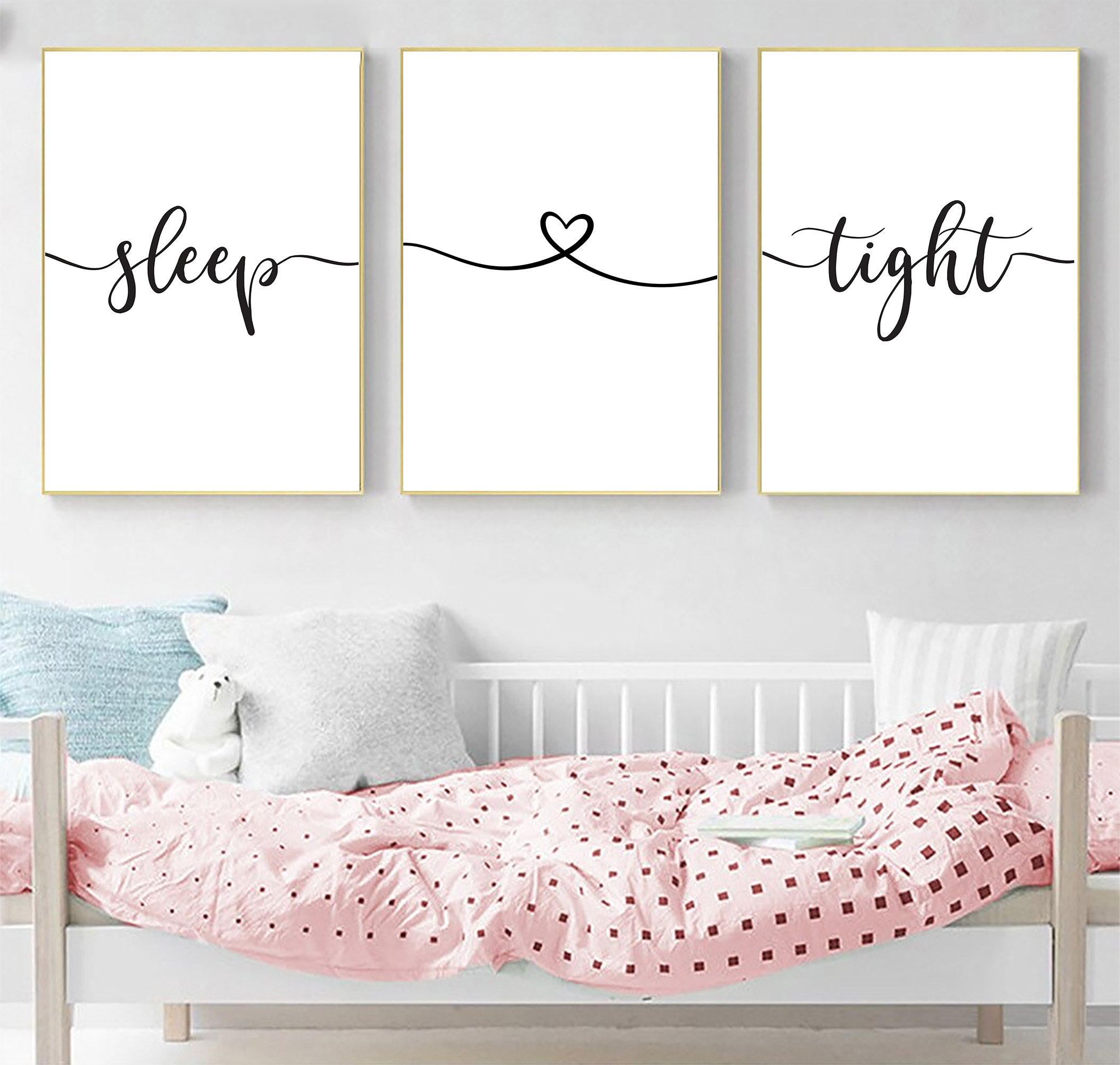 Sleep Tight 3 Piece Wall Art Set Sign bedroom Wall Art Above | Etsy