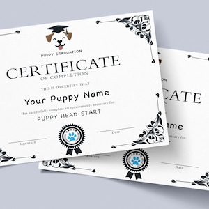EDITABLE Puppy Dog Graduation Certificate Template, Dog Award ...