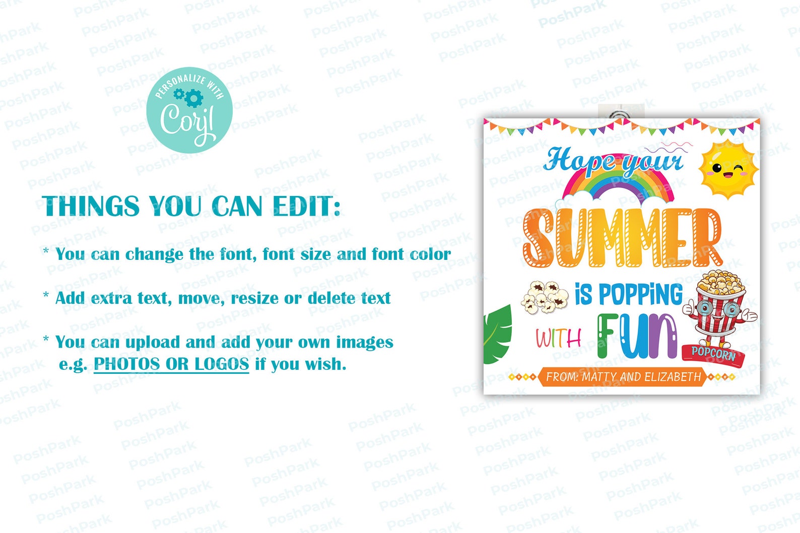 Editable Summer Gift Tag Hope Your Summer is Popping With Fun | Etsy
