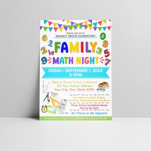 Editable Family Math Night Flyer PTO PTA Family School Flyer - Etsy