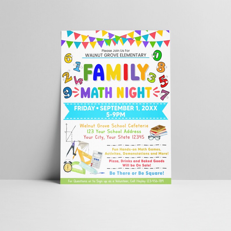 Editable Family Math Night Flyer PTO PTA Family School Flyer - Etsy