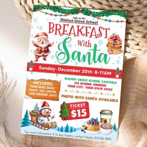 Editable Breakfast With Santa Flyer Template, Meet Santa Flyer ...