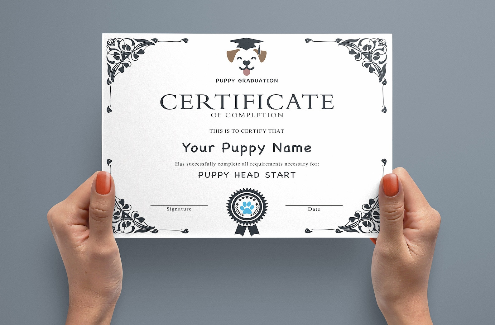 EDITABLE Puppy Dog Graduation Certificate Template, Dog Award ...