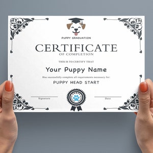 EDITABLE Puppy Dog Graduation Certificate Template, Dog Award ...