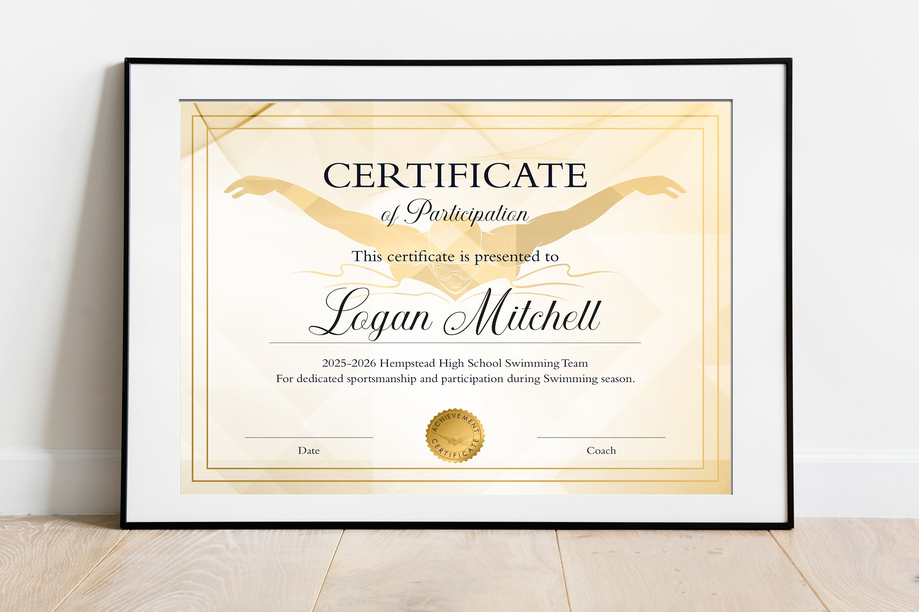 Editable Swimming Certificate Template, Printable Swimming Award - Etsy