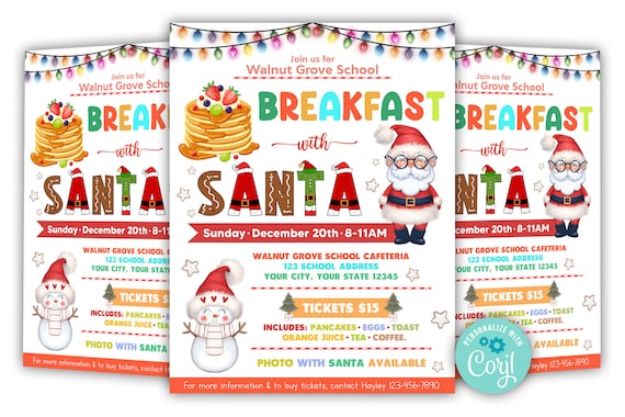EDITABLE Breakfast With Santa Flyer Invitation, Meet Santa Flyer, Santa ...