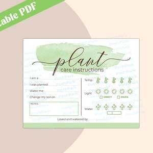 Printable PDF Plant Care Card, Plant Care Template, Multi Use Plant ...