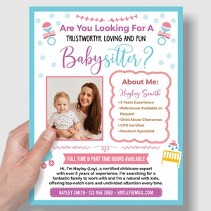 Editable Babysitter Flyer, Caretaker Printable Flyer, Childcare ...