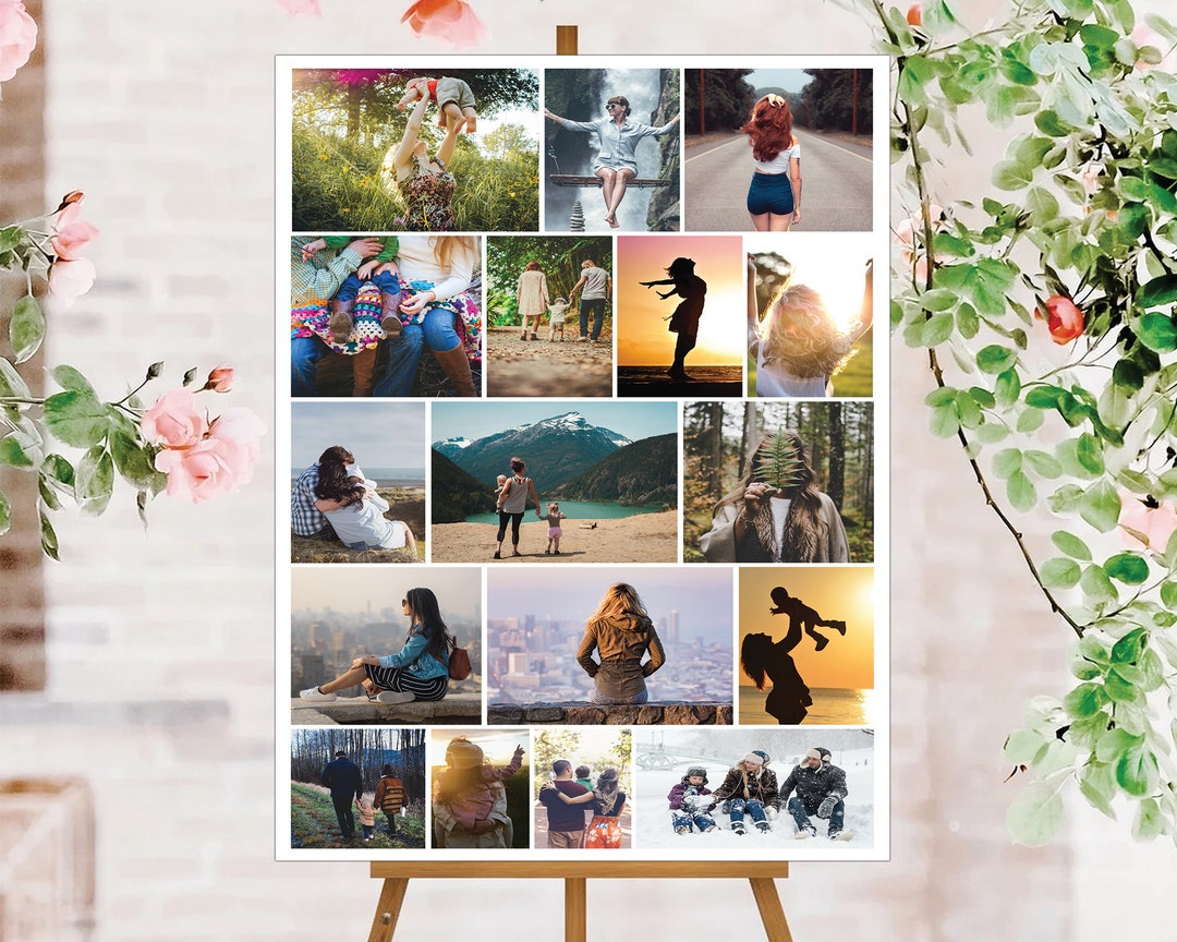 Editable Photo Collage Welcome Sign Template, Poster Photo Display Set ...